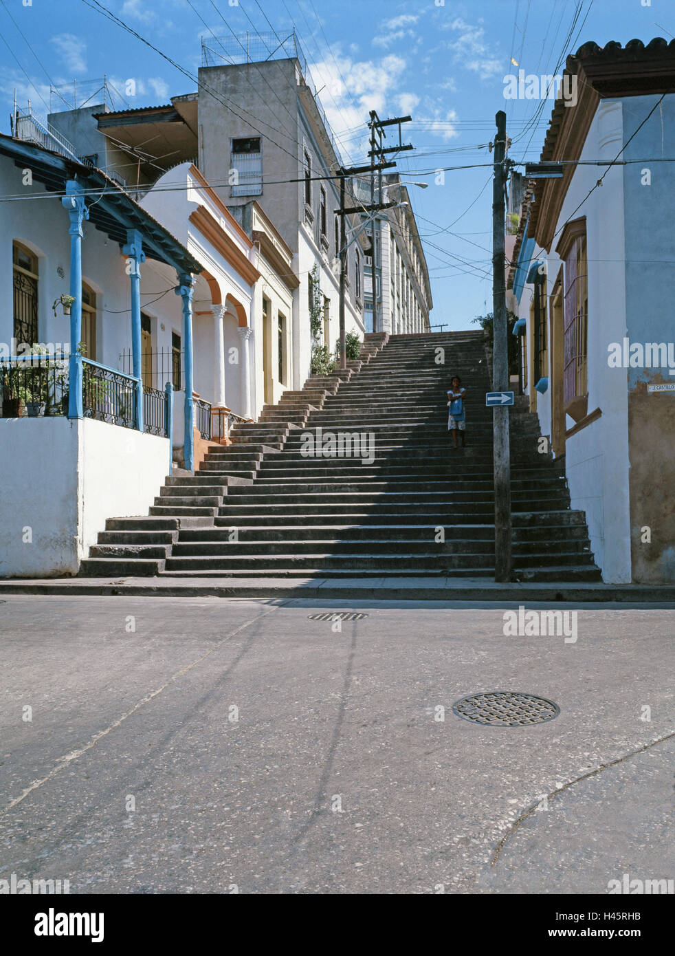 Cuba, Santiago de Cuba, houses, stairs, Central America, island, Cuba ...