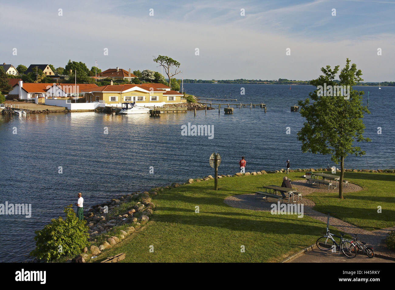 Denmark, Broager, angler, residential houses, port entrance Stock Photo ...