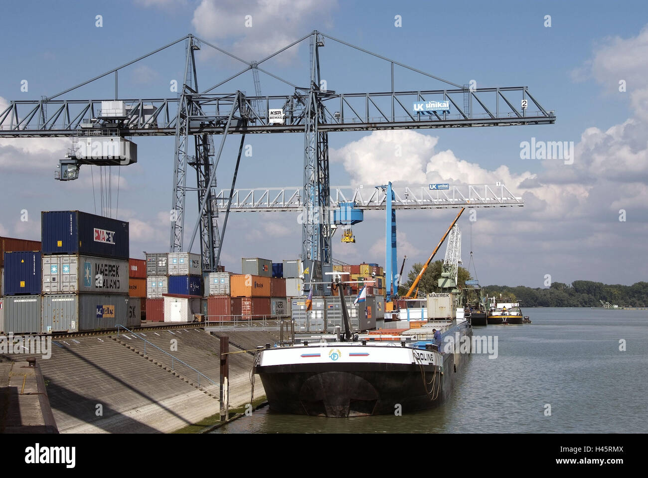 Inland harbour, navigation, the Rhine Stock Photo - Alamy