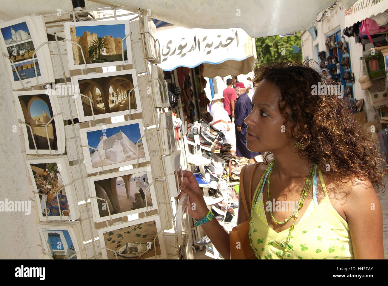Tunisia, Djerba, Houmt-Souk, bazaar, woman, young, postcards Stock ...
