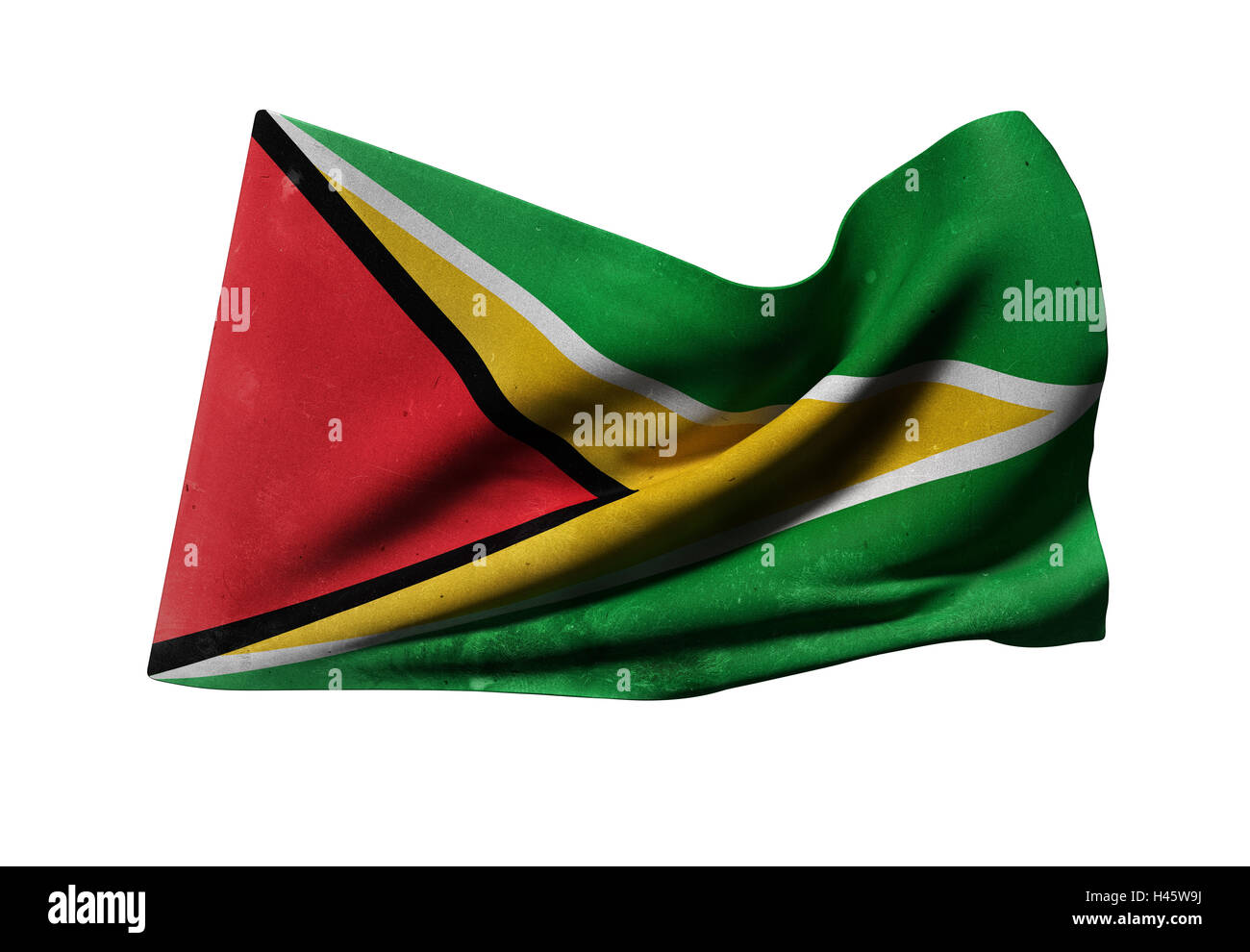 3d rendering of Republic of an old Guyana flag waving on white background Stock Photo - Alamy