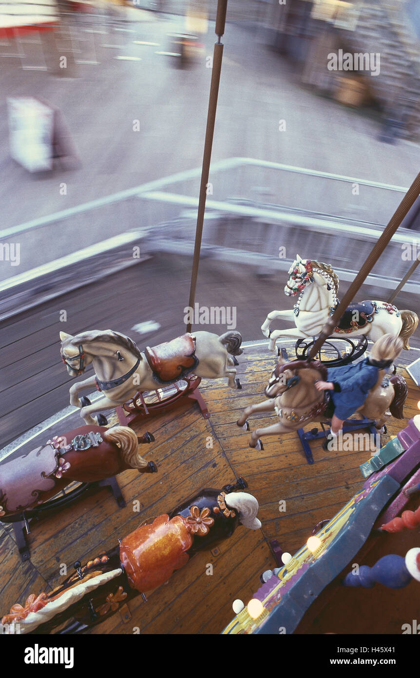 The USA, San Francisco, Fisherman's Wharf, carousel, carousel horses ...