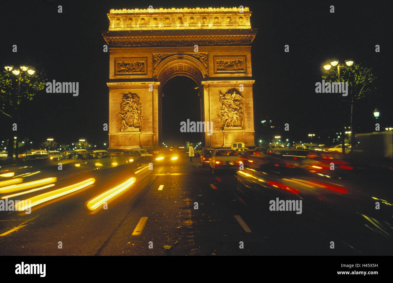 France, Paris, triumphal arch, Arc de Triomphe, night, monument ...
