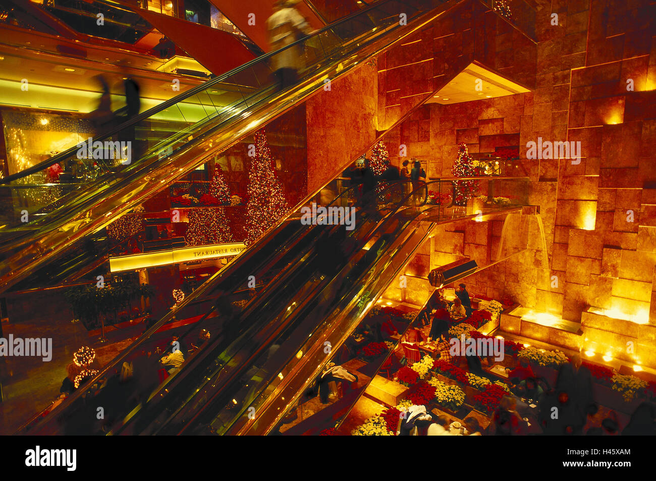 The USA, New York city, Manhattan, Trump Tower, escalators, blur, light ...