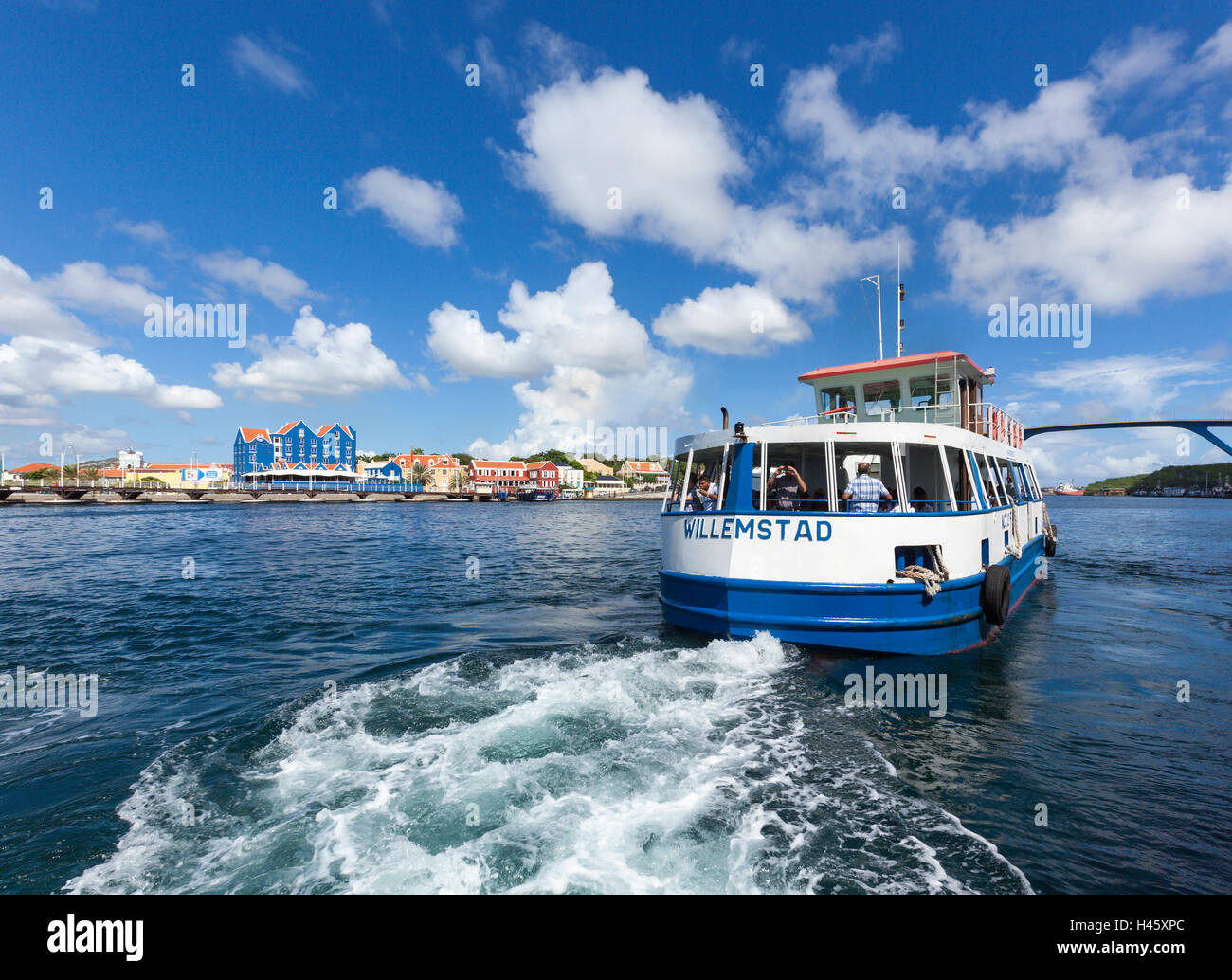 Ferry boat at Willemstad, Curacao, crossing Sint Annabaai from Punda ...