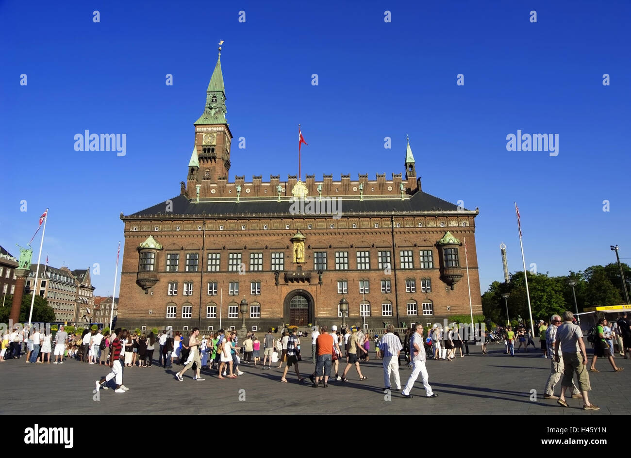 Denmark, Copenhagen, city hall square, city hall, tourist, town ...