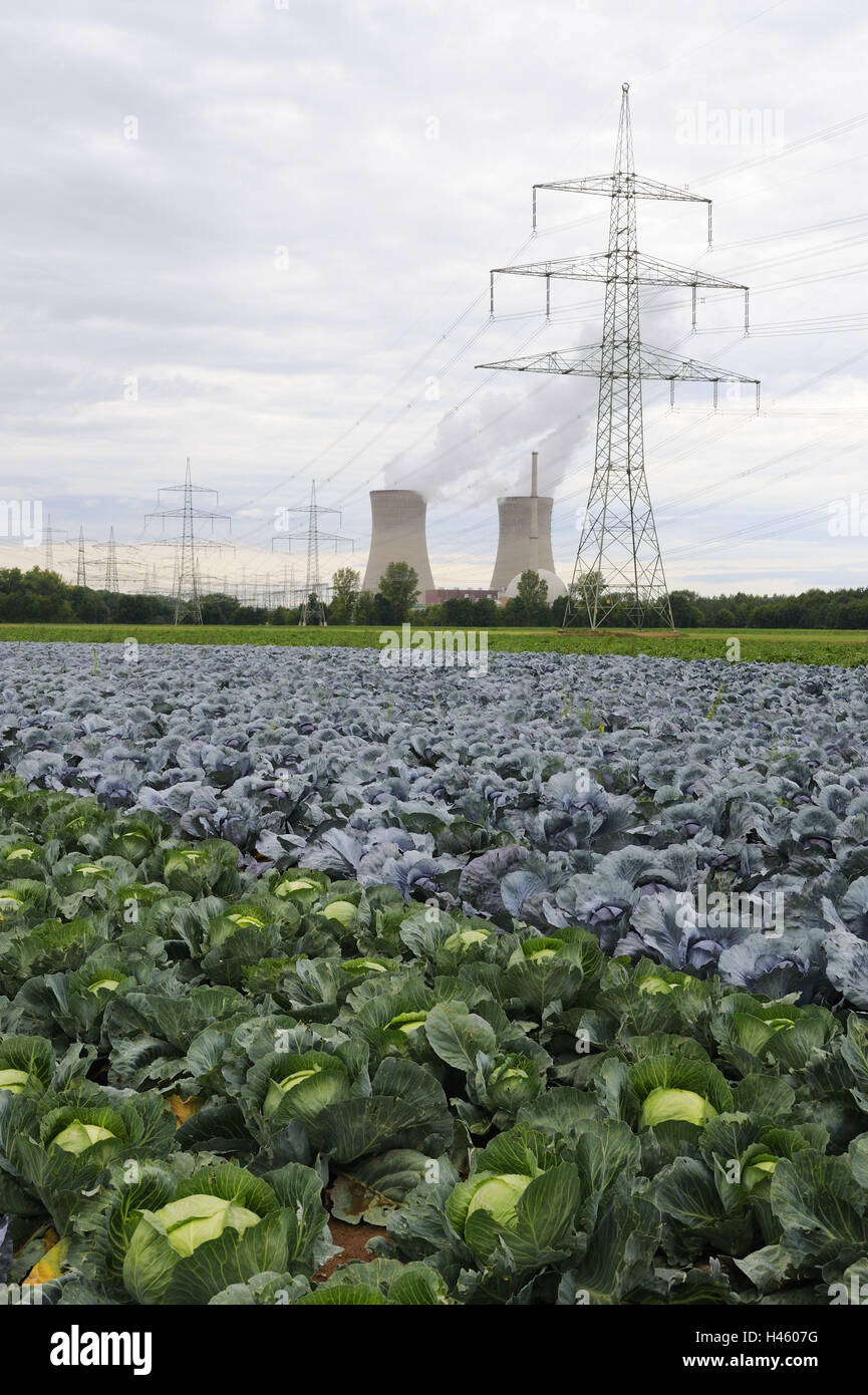 Germany, Bavaria, nuclear power plant Grafenrheinfeld (town), cooling ...