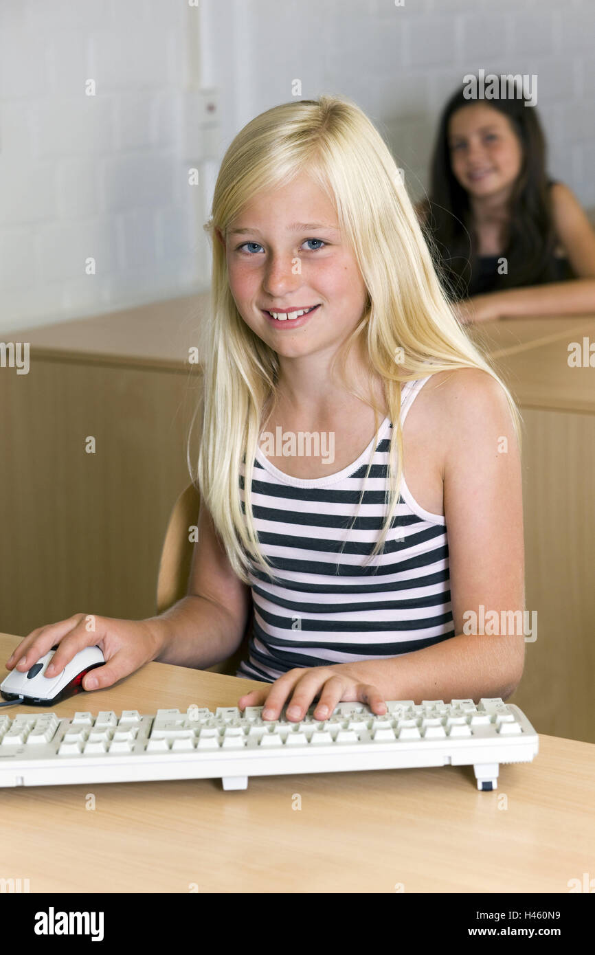 School, schoolgirls, computers, learn, people, children, school ...