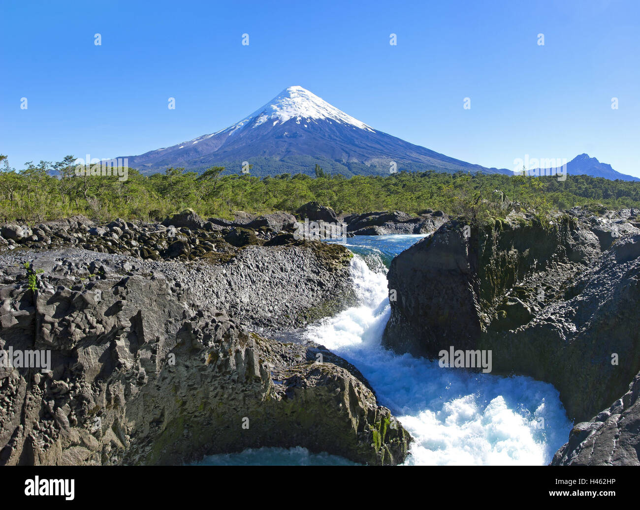 South America, Chile, Patagonia, Petrohue National Park, volcano Osorno ...
