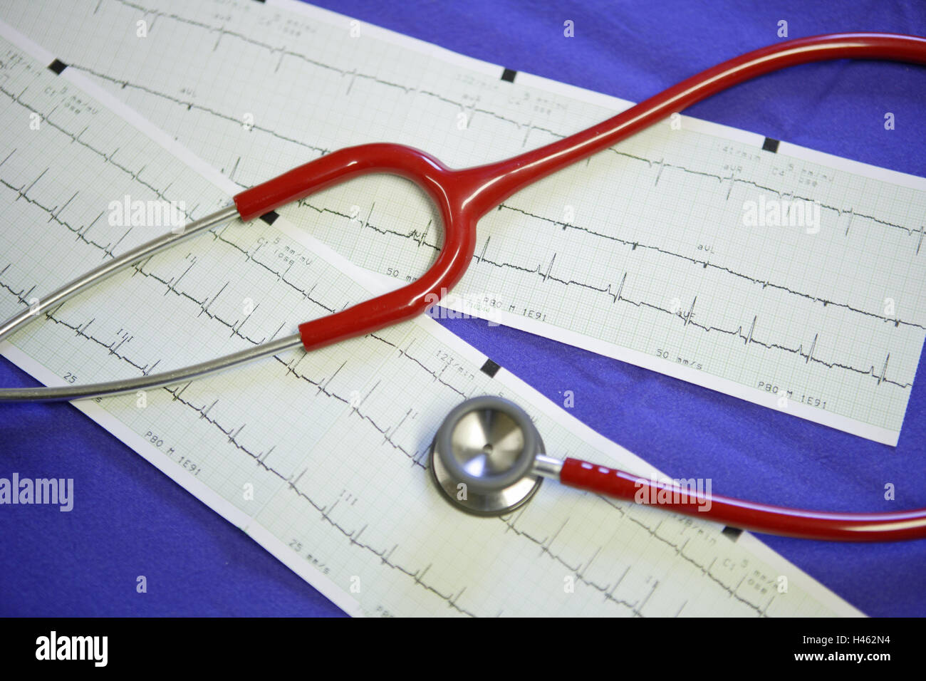 Stethoscope, ECG recording, recording, ECG, printout, red, hear, listen ...