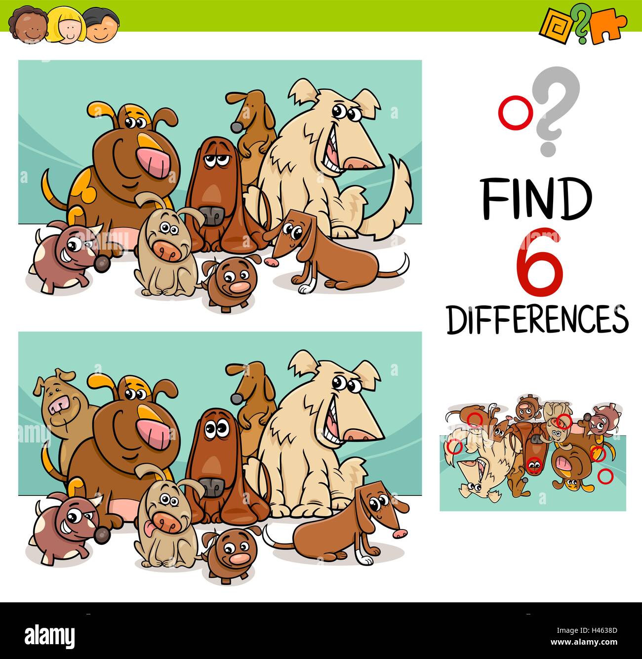Cartoon Illustration of Finding the Details Educational Activity for ...
