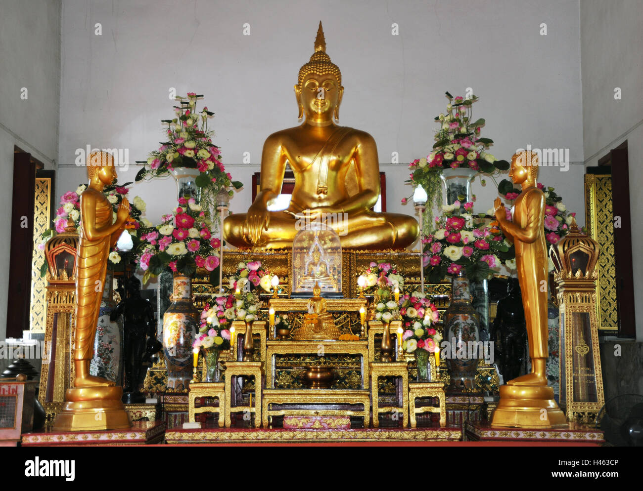 Altar, flowers, Buddhas, Thailand, tourism, travelling, religion, faith ...