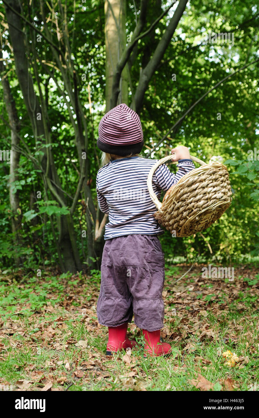 Child, back view, basket Stock Photo - Alamy
