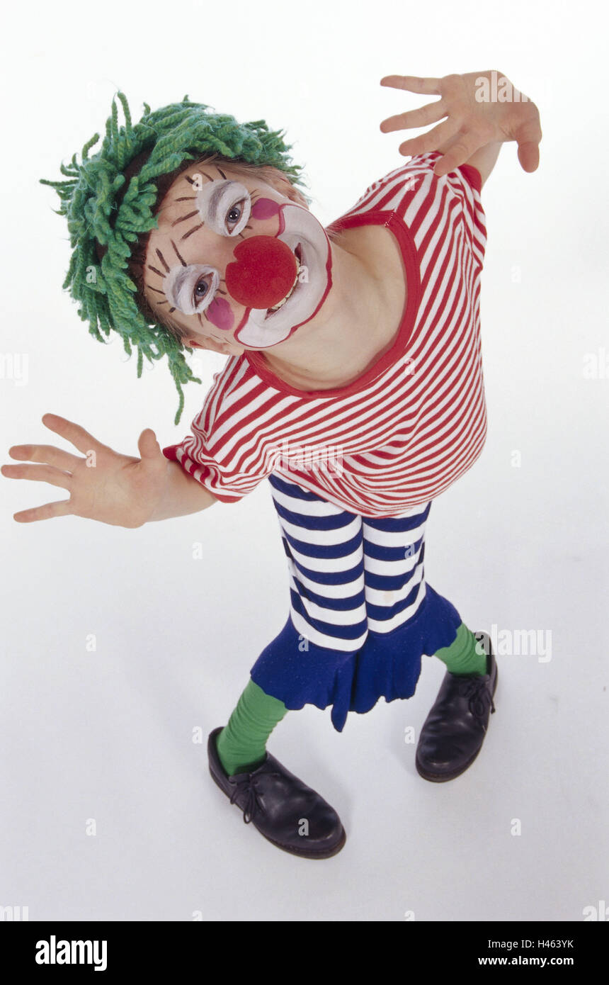 Carnival, girl, disguise, costume, clown, pose, knock knees Stock Photo ...