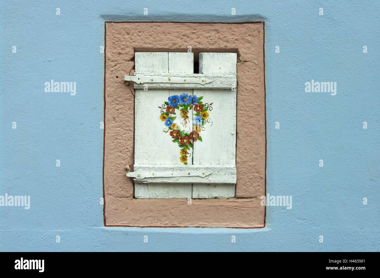 House, window, shutter, closed, floral design, residential house ...