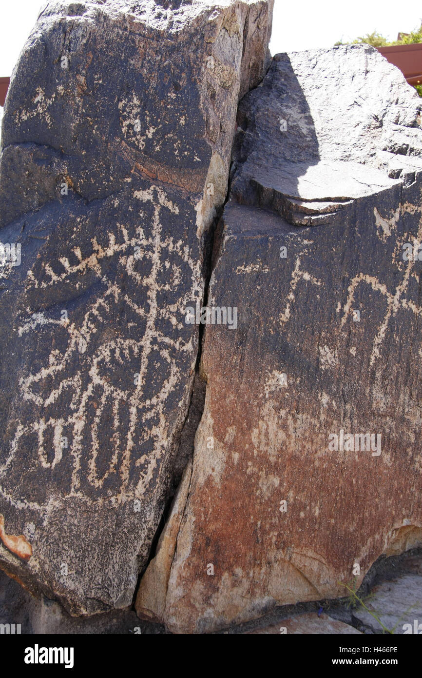 The USA, Arizona, Scottsdale, Taliesin west, rock, picture writing ...