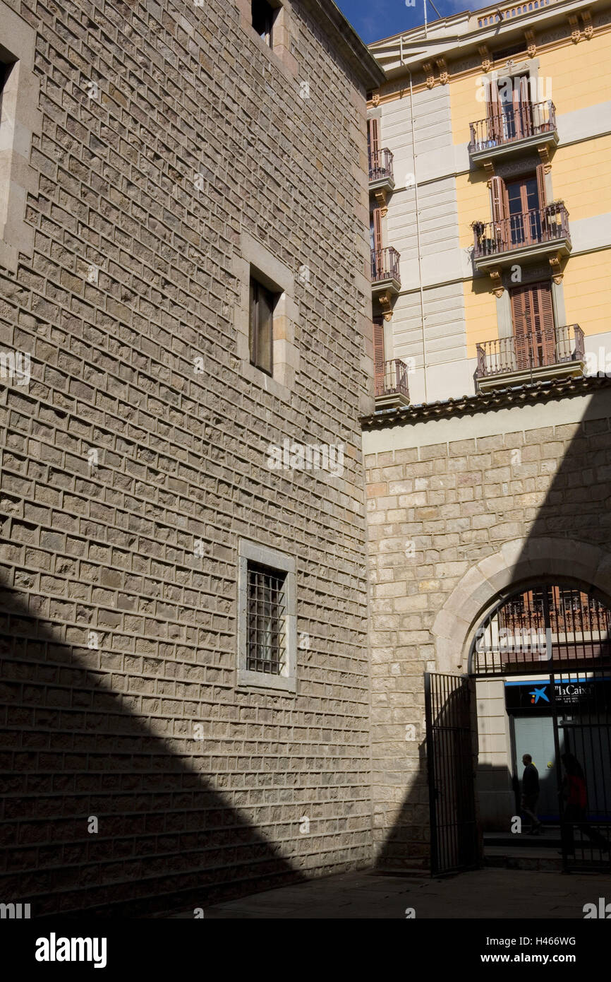 Spain, Catalonia, Barcelona, residential house, facade, inner courtyard ...