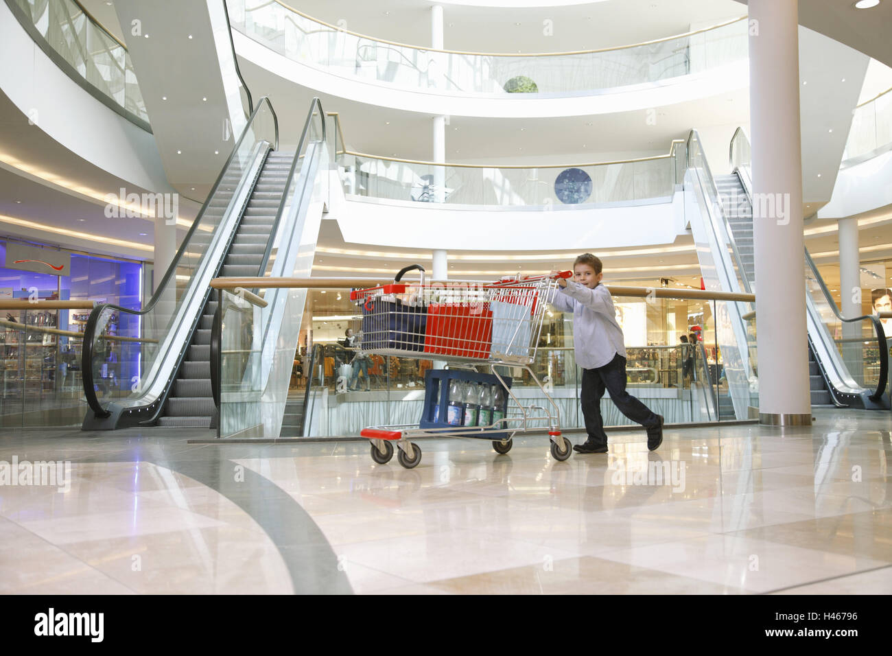 Shopping centre, child, shopping cart, push, happy, economy, trade ...