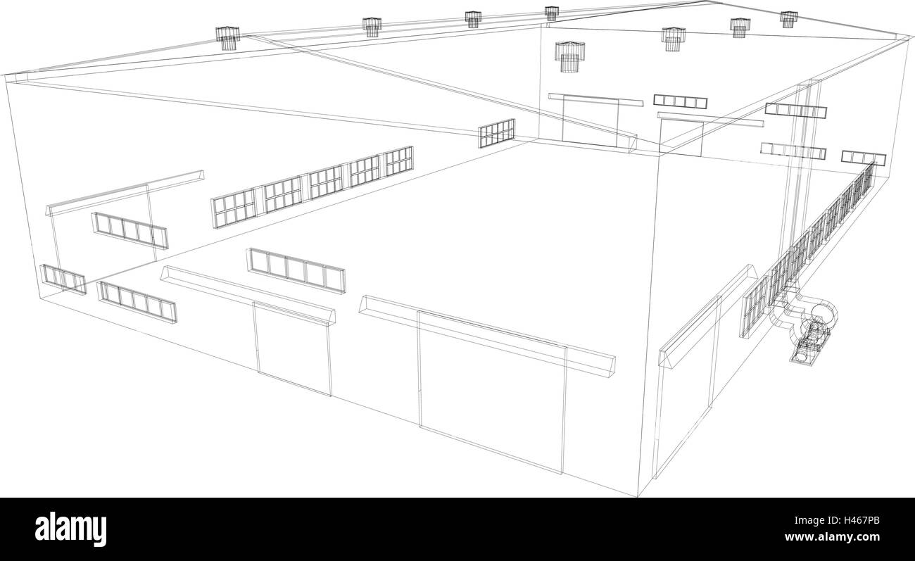 Wire-frame industrial building. Vector Stock Vector Image & Art - Alamy
