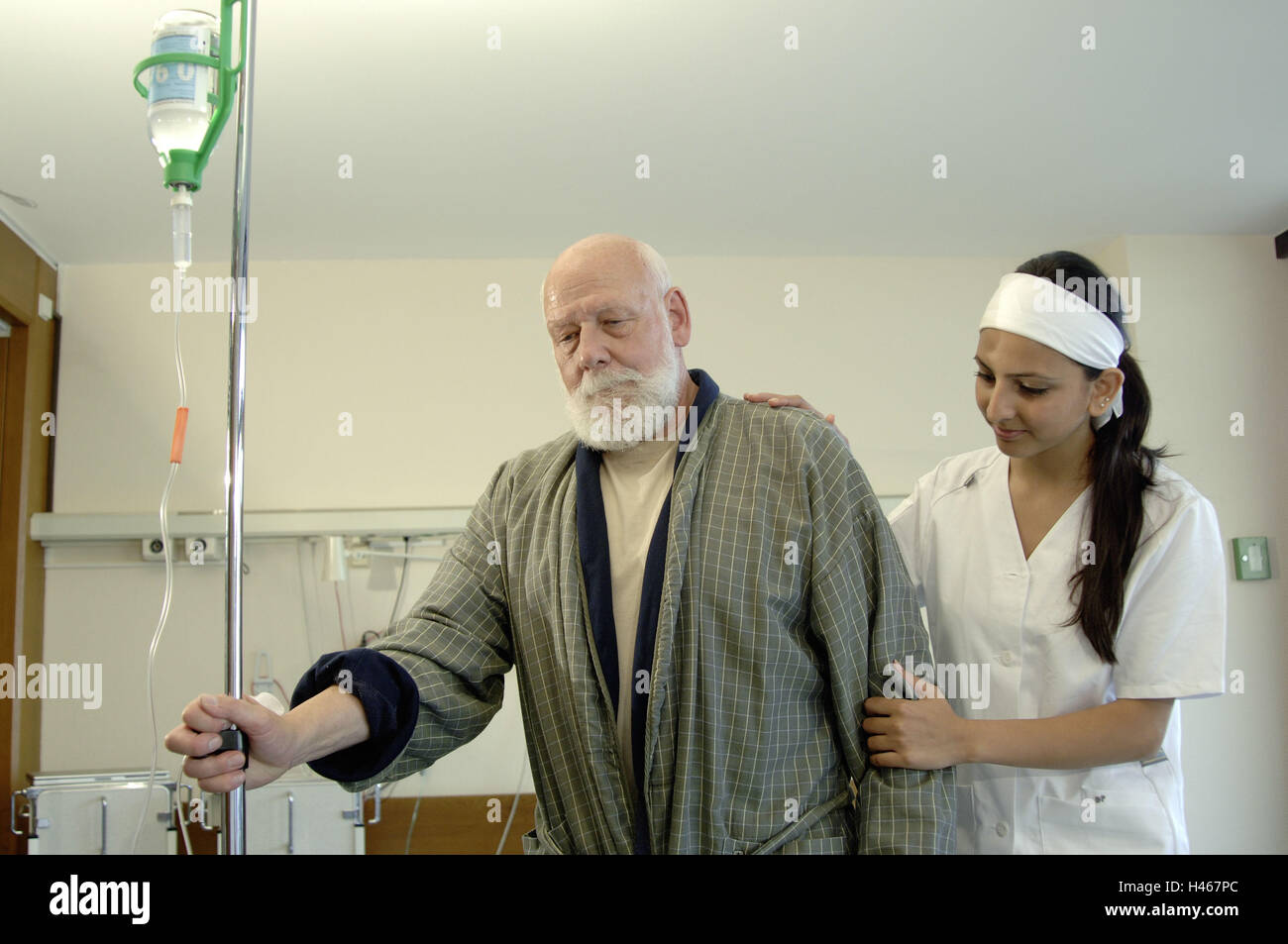 Hospital, patient, drip stand, nurse, help, support Stock Photo - Alamy