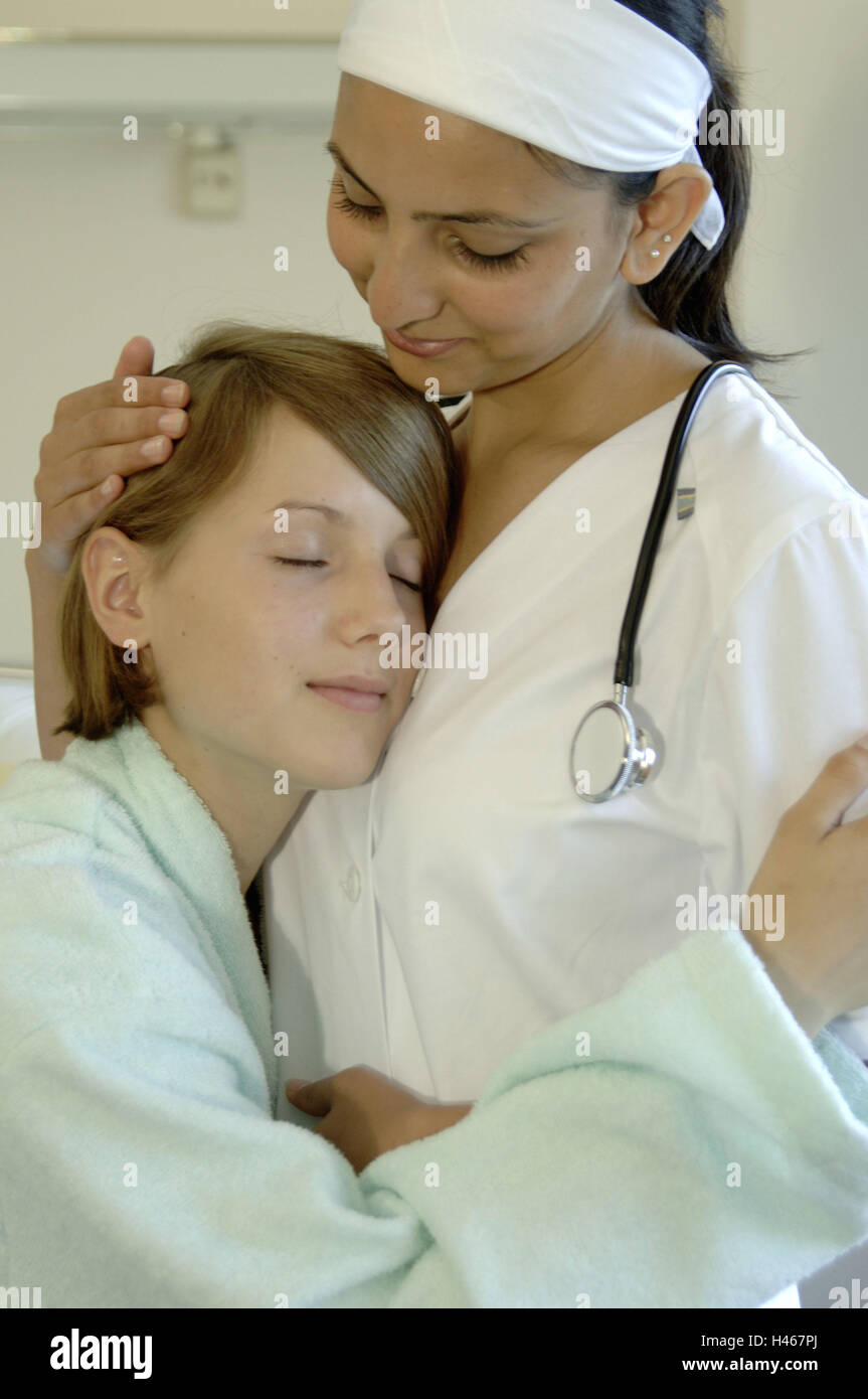 Hospital, patient, nurse, embrace Stock Photo - Alamy