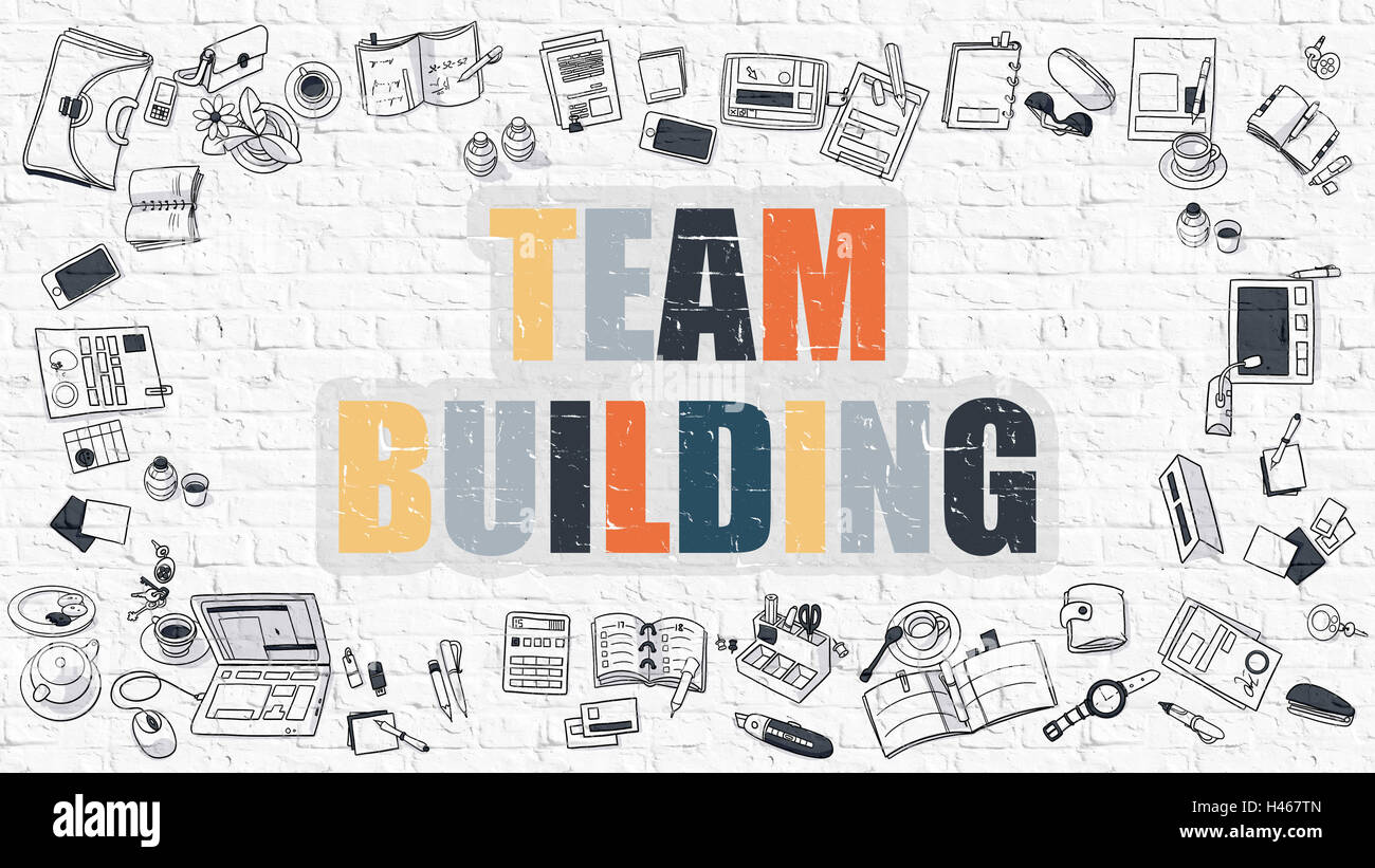 Team Building on White Brick Wall Stock Photo - Alamy