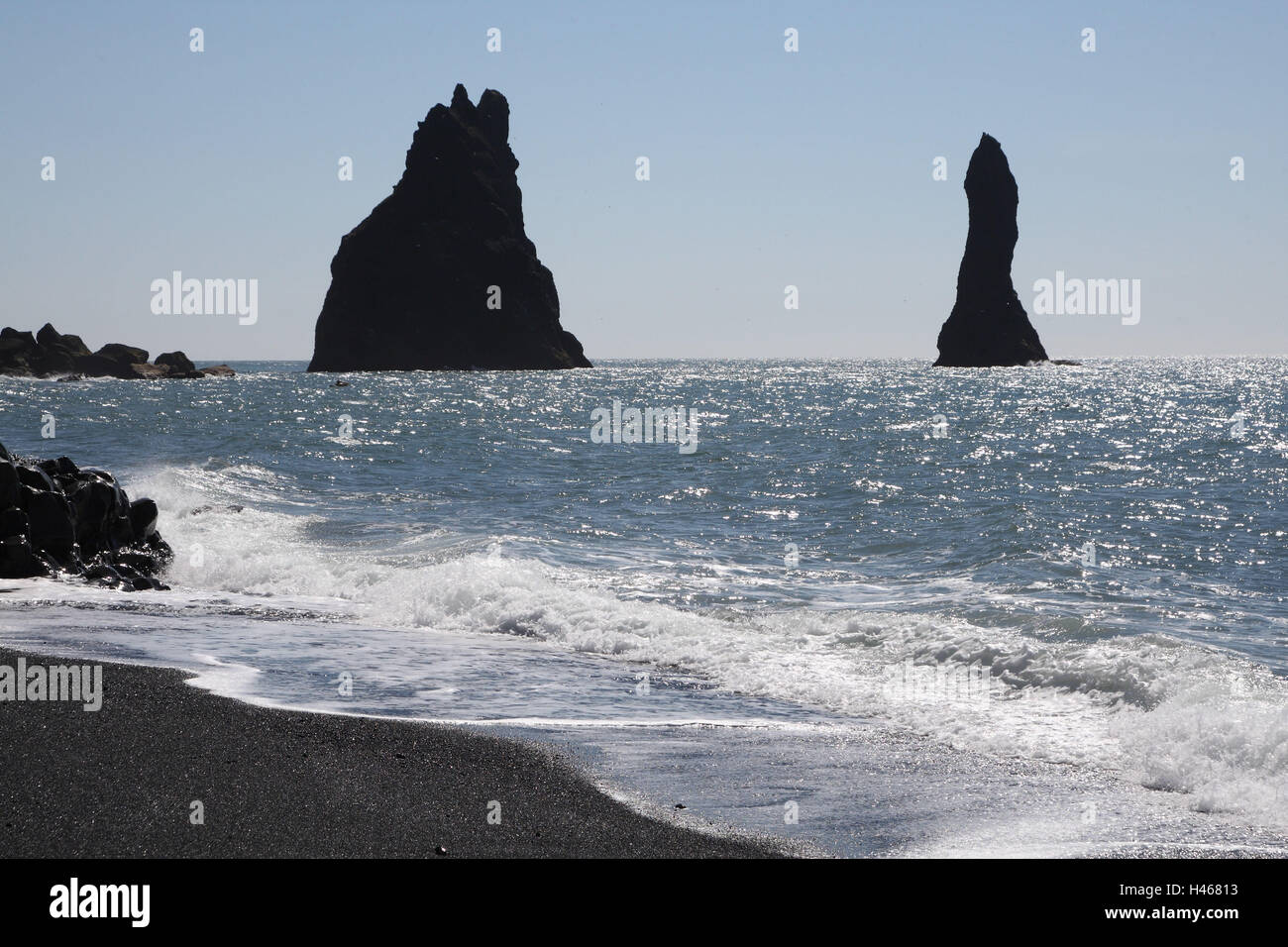 Rocks, sea, close Vik, Iceland Stock Photo - Alamy