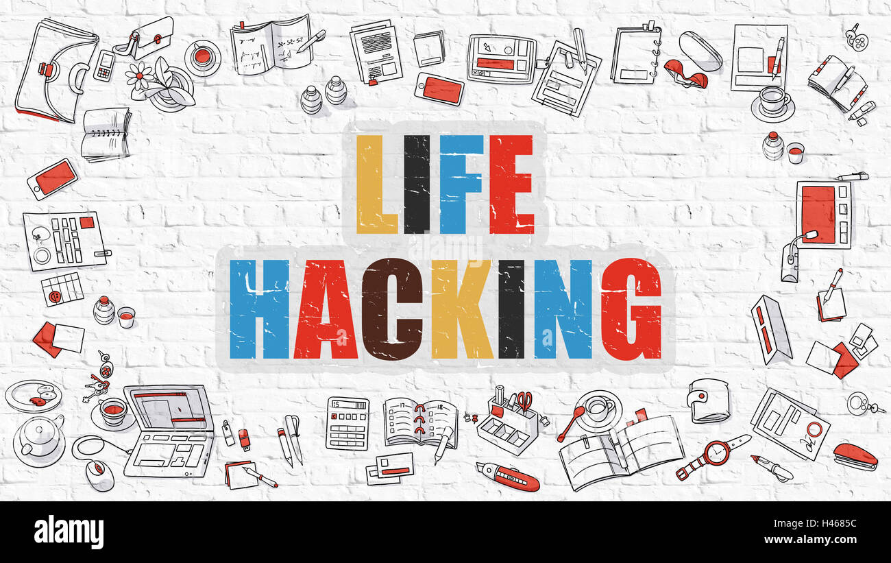 Life Hacking in Multicolor. Doodle Design Stock Photo - Alamy