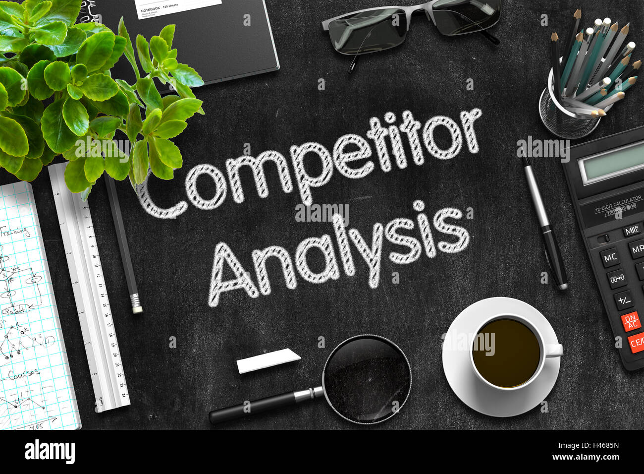 Black Chalkboard with Competitor Analysis. 3D Rendering Stock Photo - Alamy