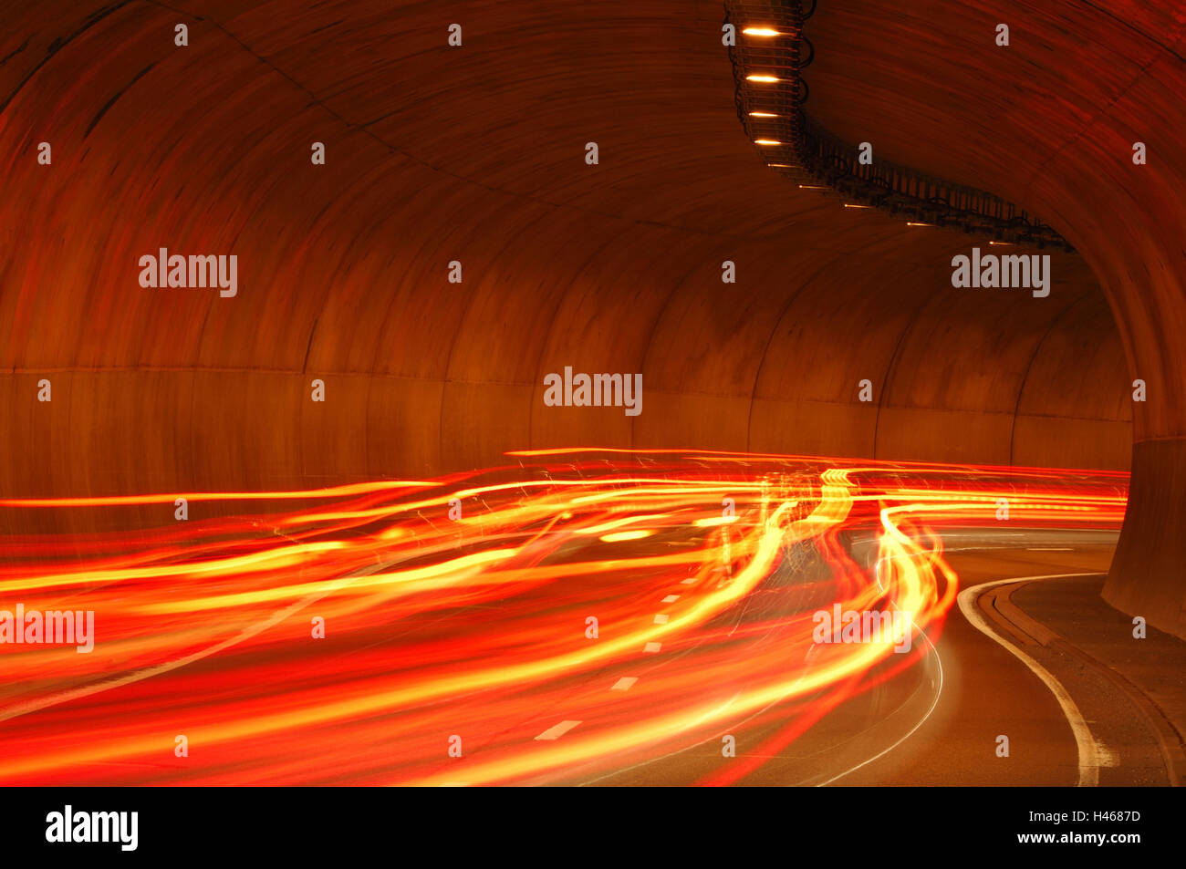 Tunnel, light tracks, cars Stock Photo - Alamy