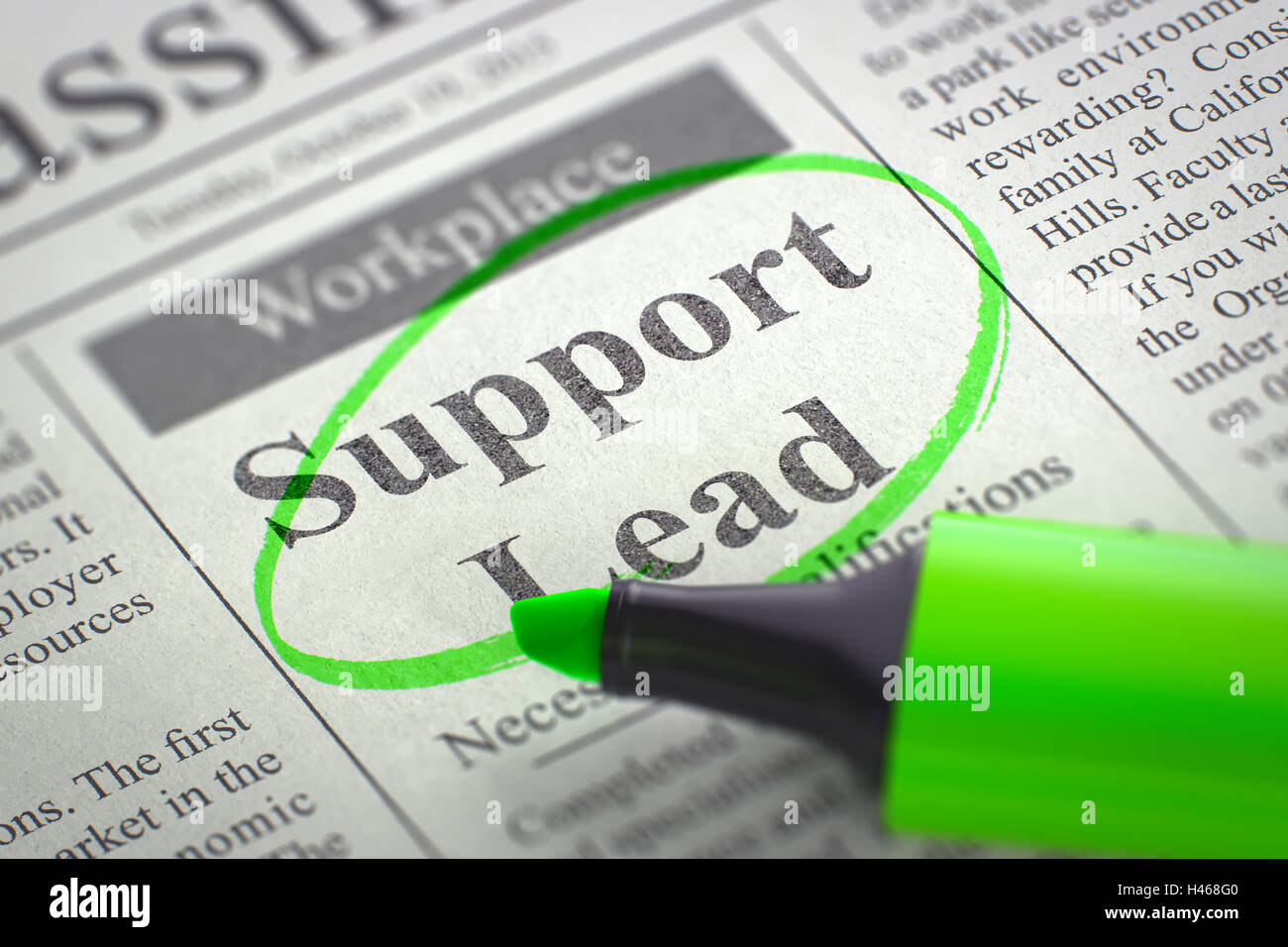 Job Opening Support Lead. 3D Stock Photo - Alamy