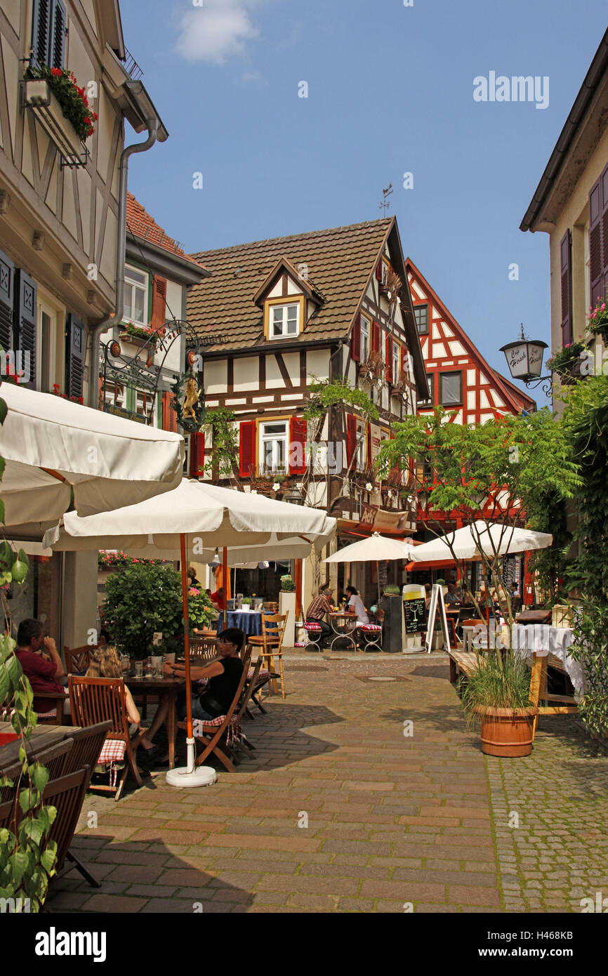 Germany, Baden-Wurttemberg, home Besig, Old Town, pedestrian area, street cafes, half-timbered ...