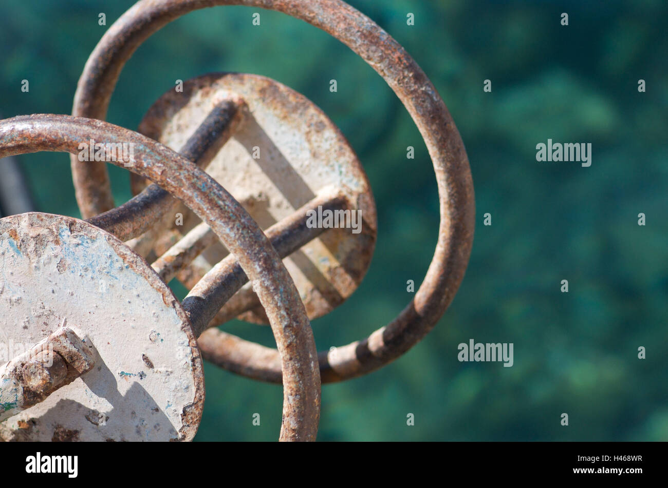 Device for pulling in the nets of a fishing boat, close-up, detail ...
