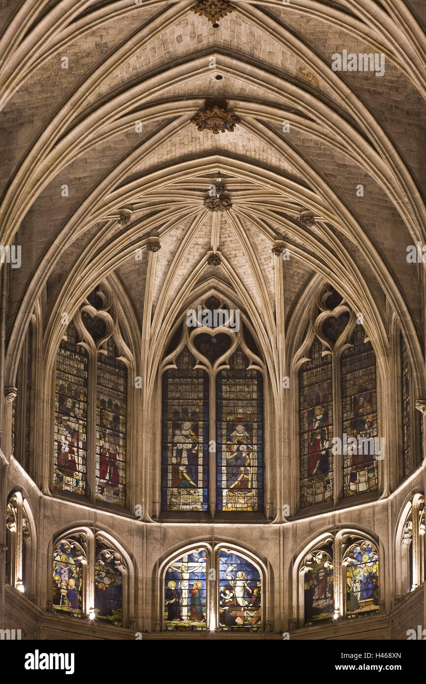 France, Paris, church Saint Séverin, inside, ribbed vault Stock Photo ...