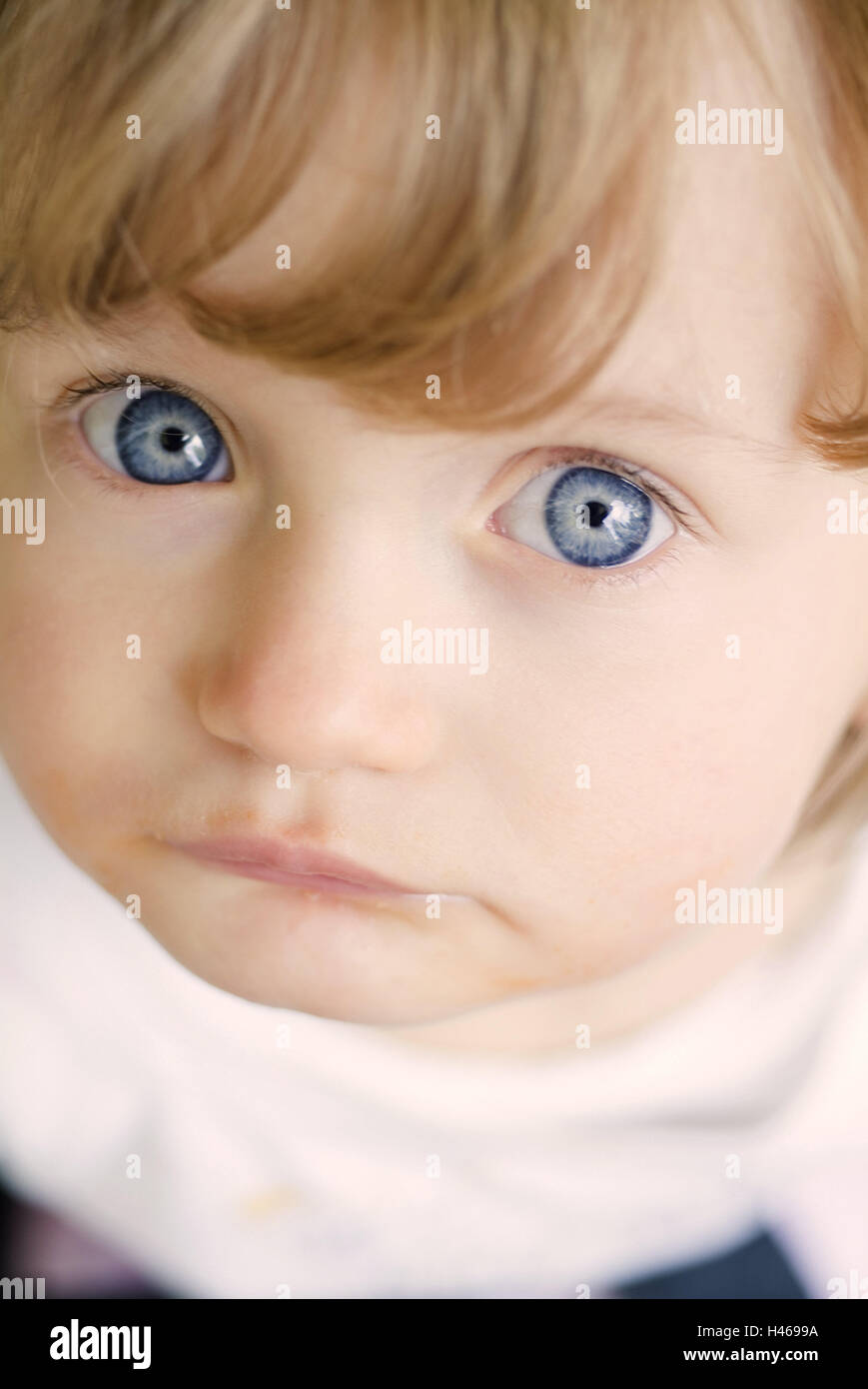 Infant, girl, detail, look, seriously, high-level views, portrait Stock ...