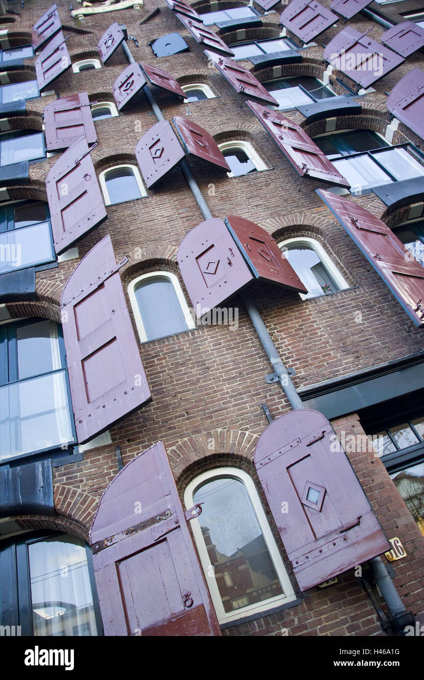 The Netherlands, Amsterdam, house, facade, shutters, Holland, building ...
