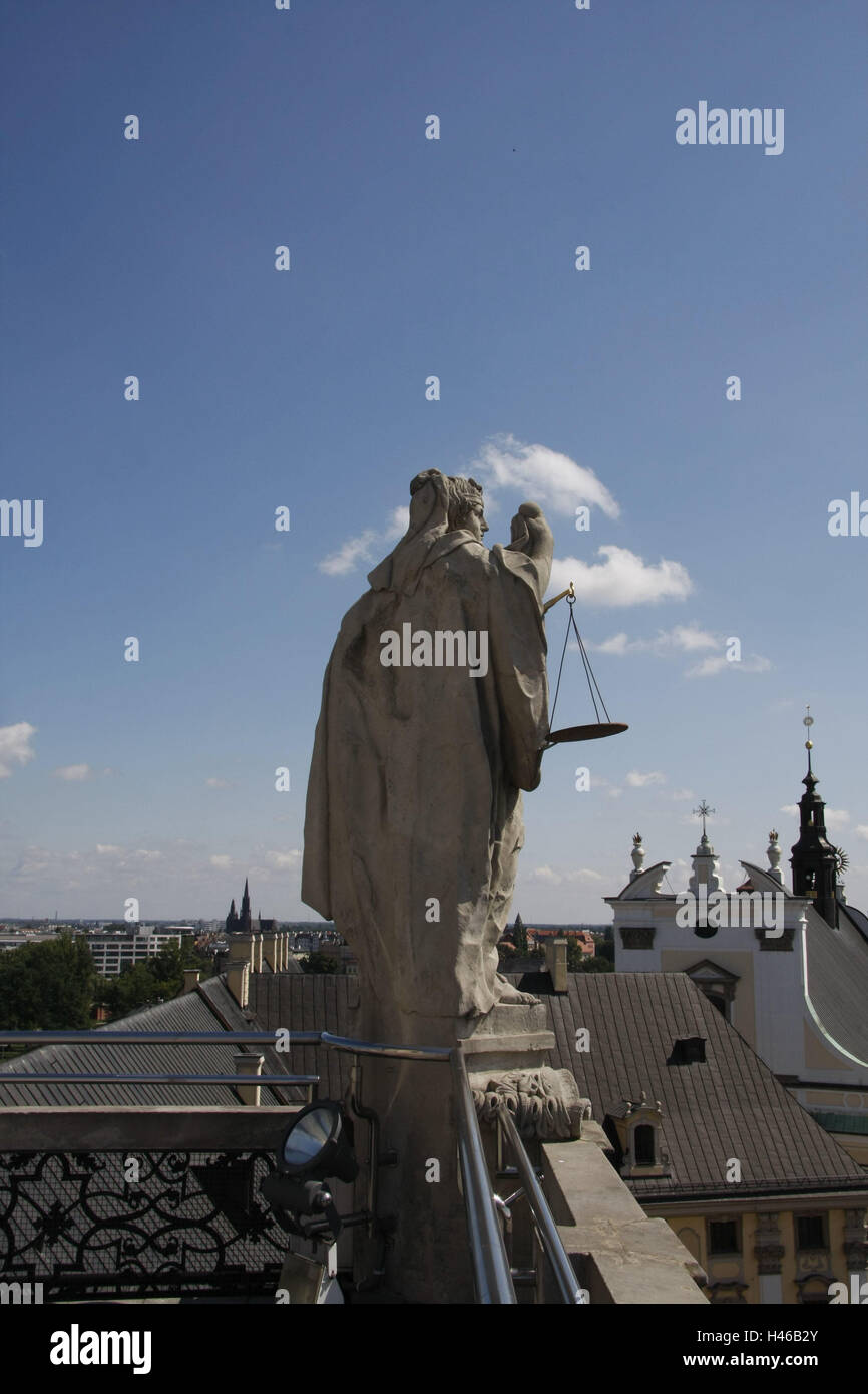 Poland, Wroclaw, town overview, mathematics tower, figure Stock Photo ...