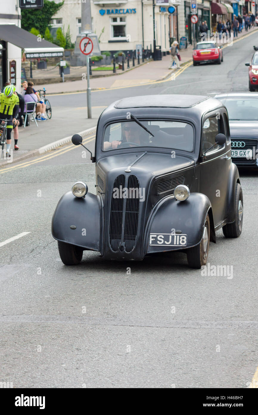 Ford Poplar hot rod custom car driving through Castle Street Llangollen ...