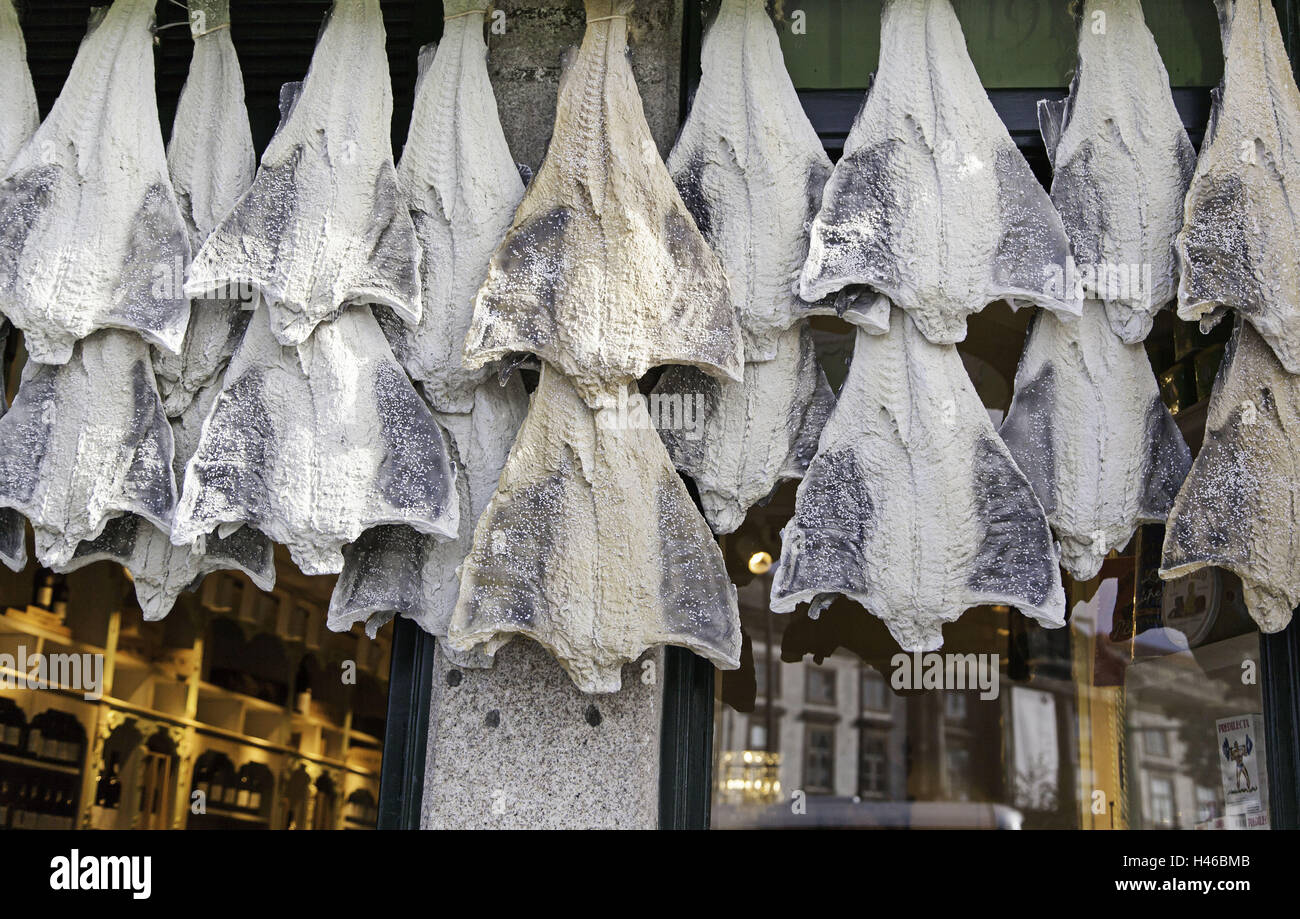 Dried cod in Fish shop, food and industry Stock Photo - Alamy