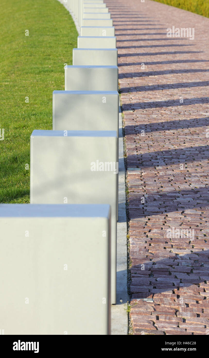 Bank promenade, path, cobblestones, concrete ashlar Stock Photo - Alamy