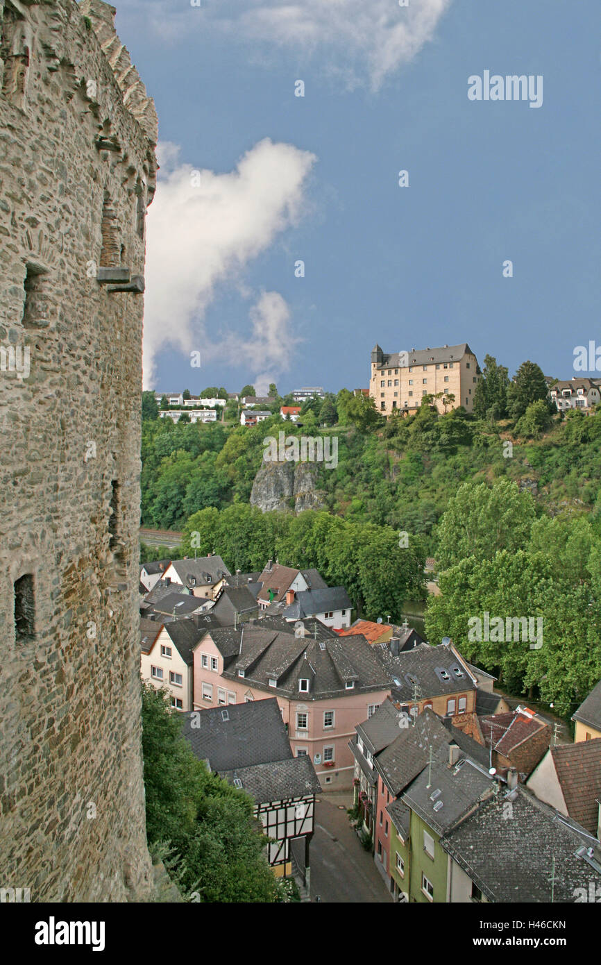Germany, Hessen, Runkel in the Lahn, castle Runkel, view, Runkel ...