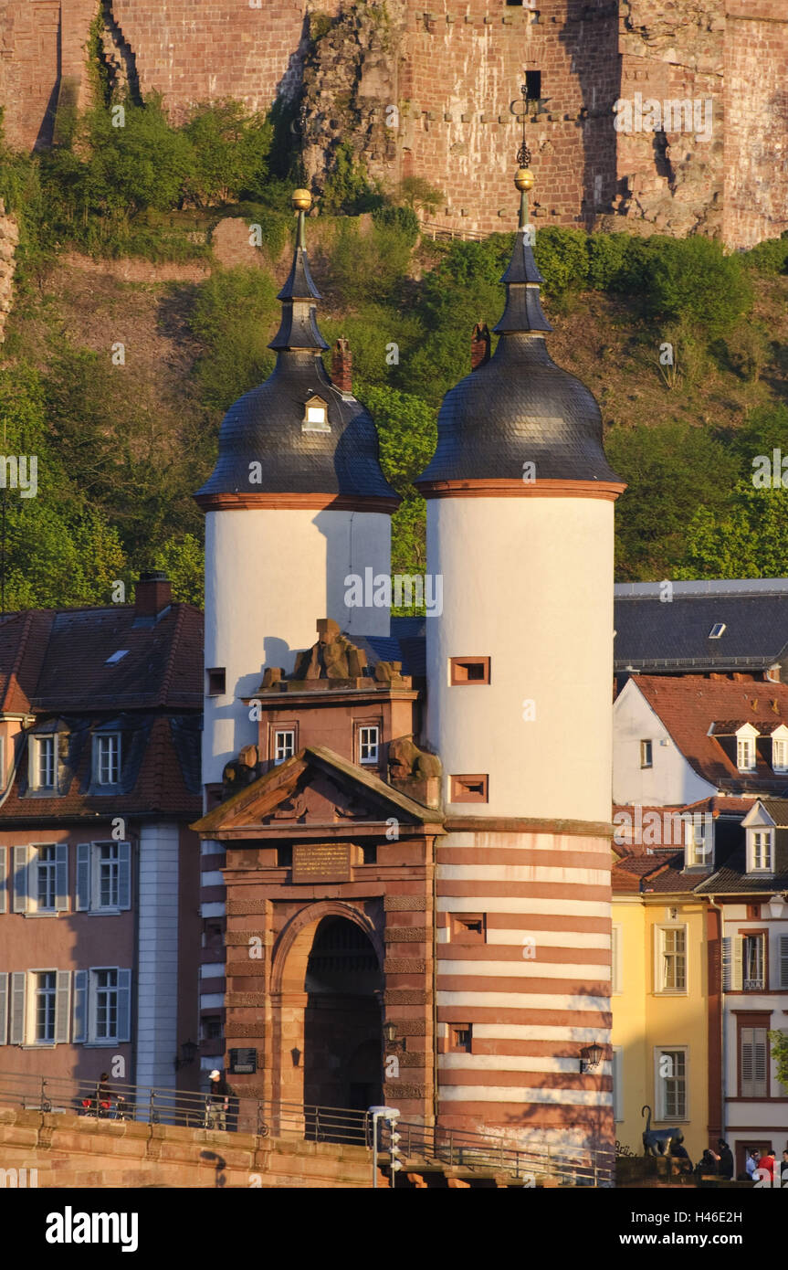 Heidelberg, old bridge or Karl's Theodor bridge, bridge goal, Baden ...