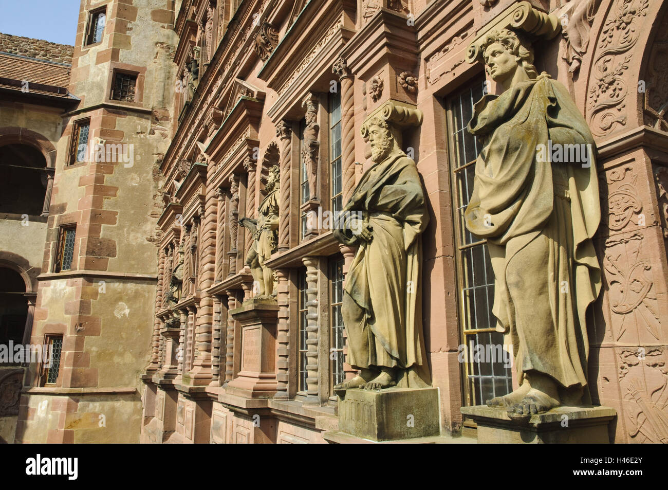 Heidelberg, lock, Ottheinrichsbau, Renaissance facade, Baden ...