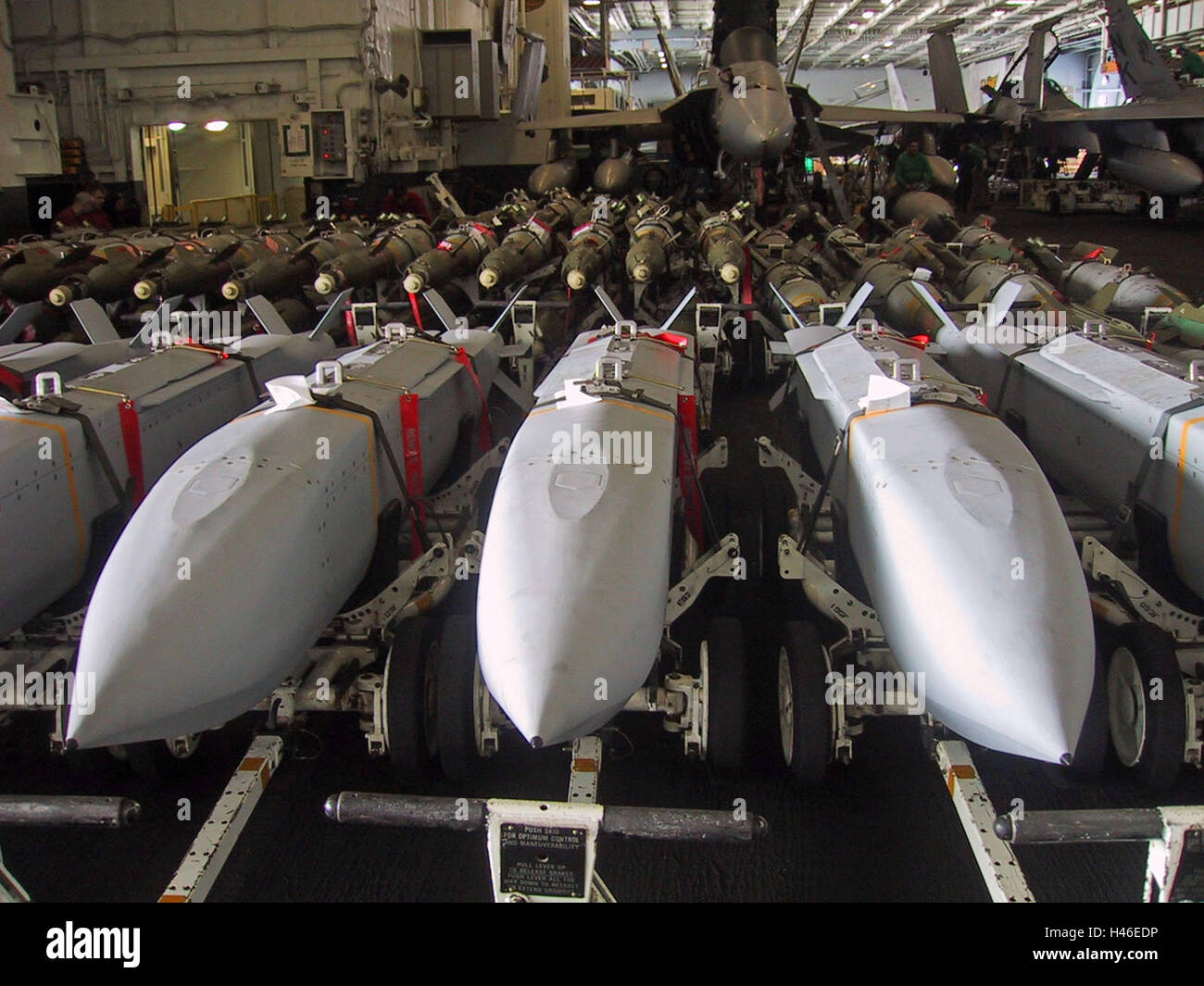 24th March 2003 Operation Iraqi Freedom: Glide bombs on their trolleys ...