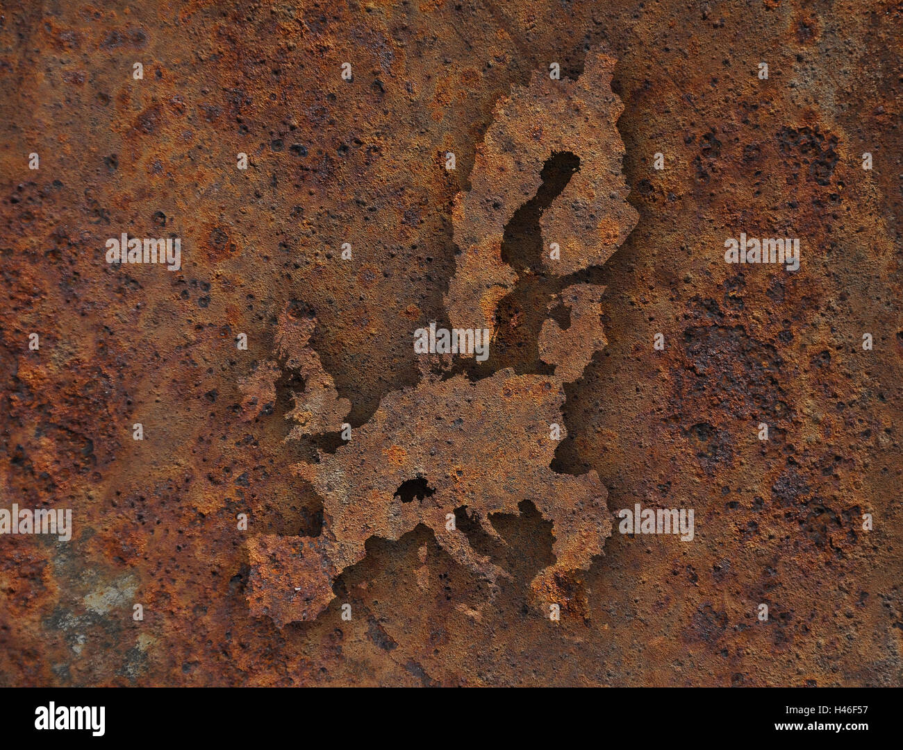 Map of the EU on rusty metal Stock Photo - Alamy