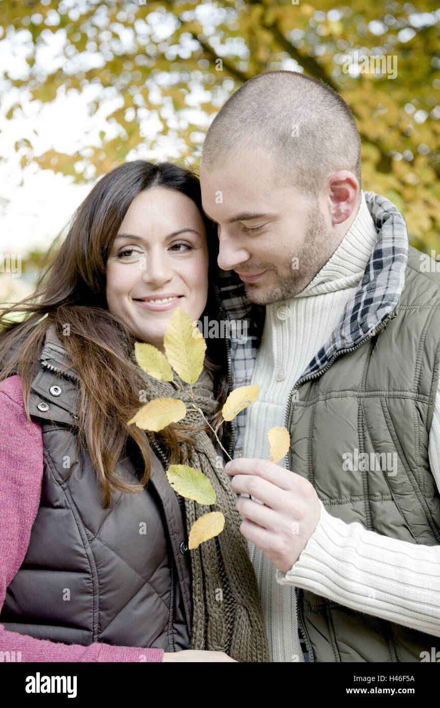 Young couple in autumn, portrait Stock Photo - Alamy