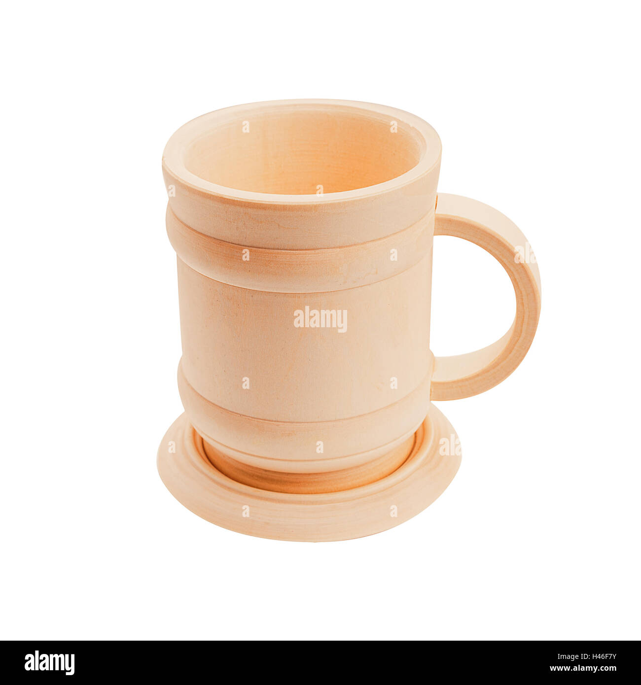 Wooden cup with handle isolated on white Stock Photo - Alamy
