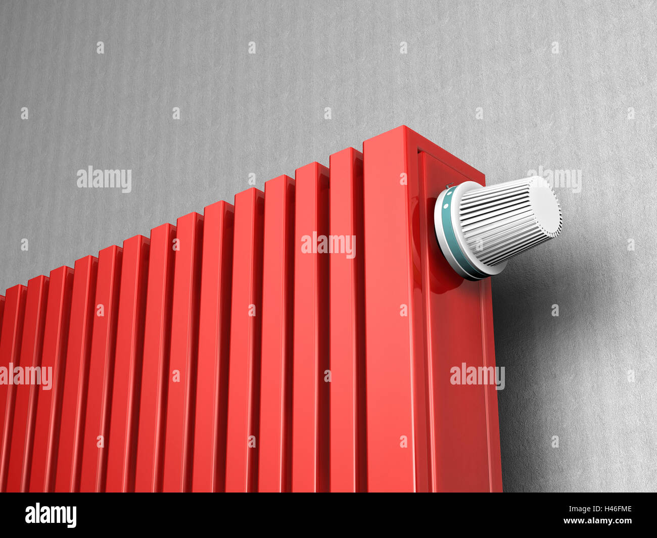 Red heater with thermostat valve Stock Photo - Alamy