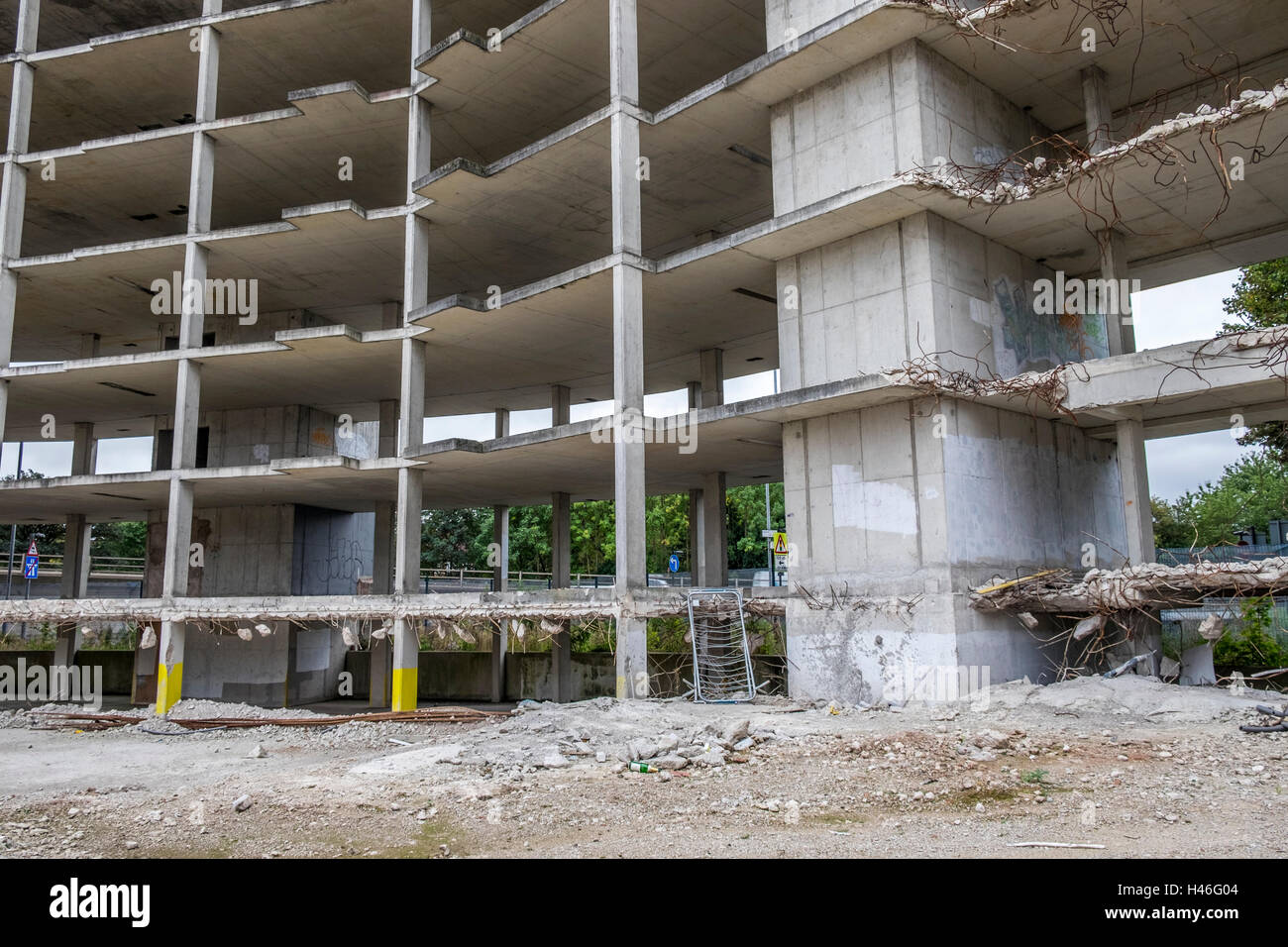 A large abandoned and unfinished building of an office block left to ...