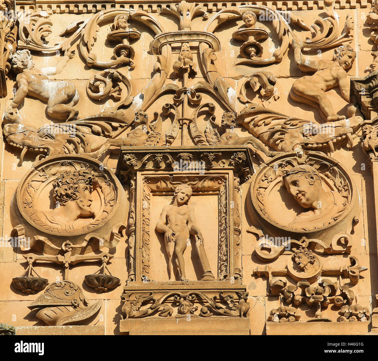 Bas relief of Eve at the Plateresque facade of the University of ...